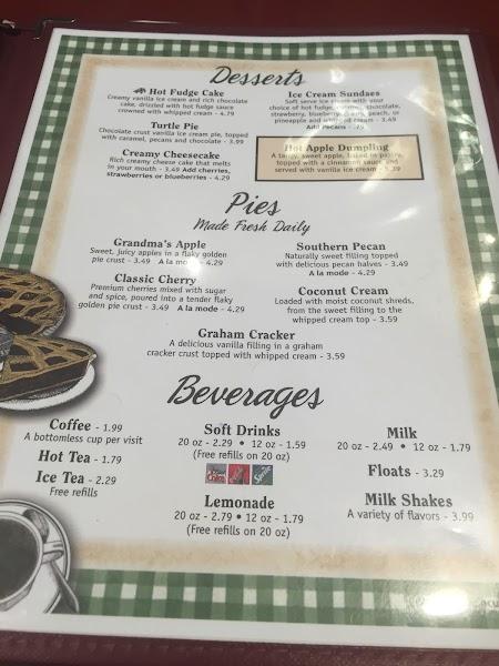Menu at Harding's Family Restaurant, Charleston