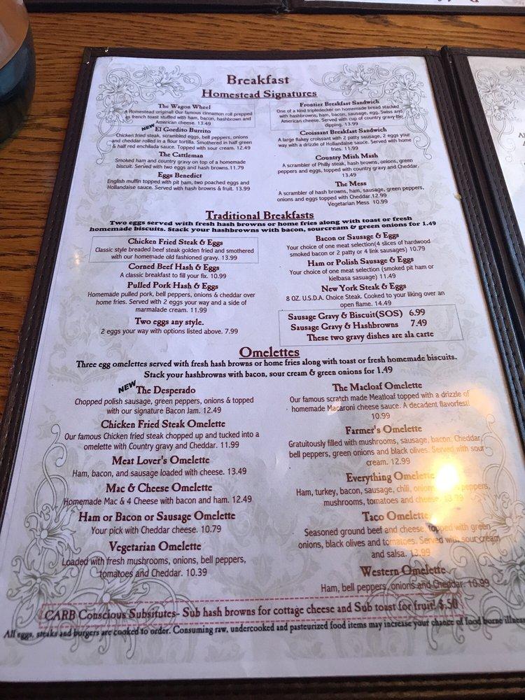 Menu at Homestead Restaurant & Bakery, Tacoma