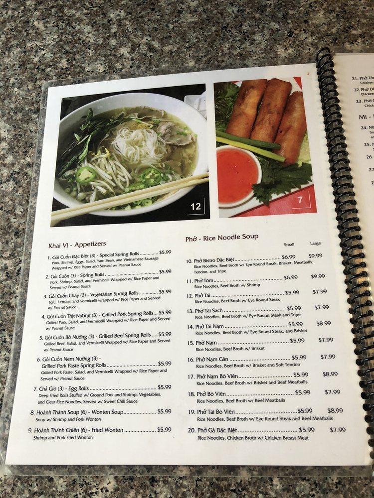 Menu at Phở Bistro Vietnamese Cuisine restaurant, Slidell, Gause Blvd