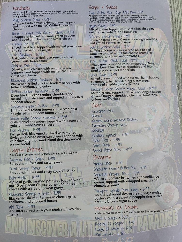 Menu at Lost Lagoon Wings and Grill restaurant, New Smyrna Beach, N ...