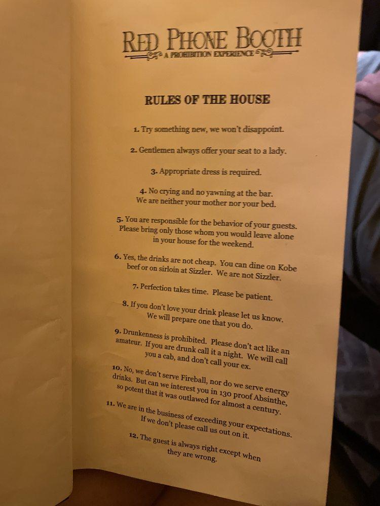 Menu at Red Phone Booth - Buckhead pub & bar, Atlanta