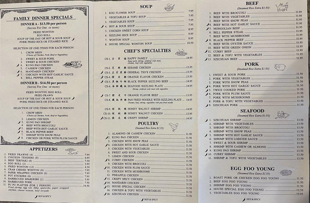Menu at Ione Chinese Restaurant, Ione