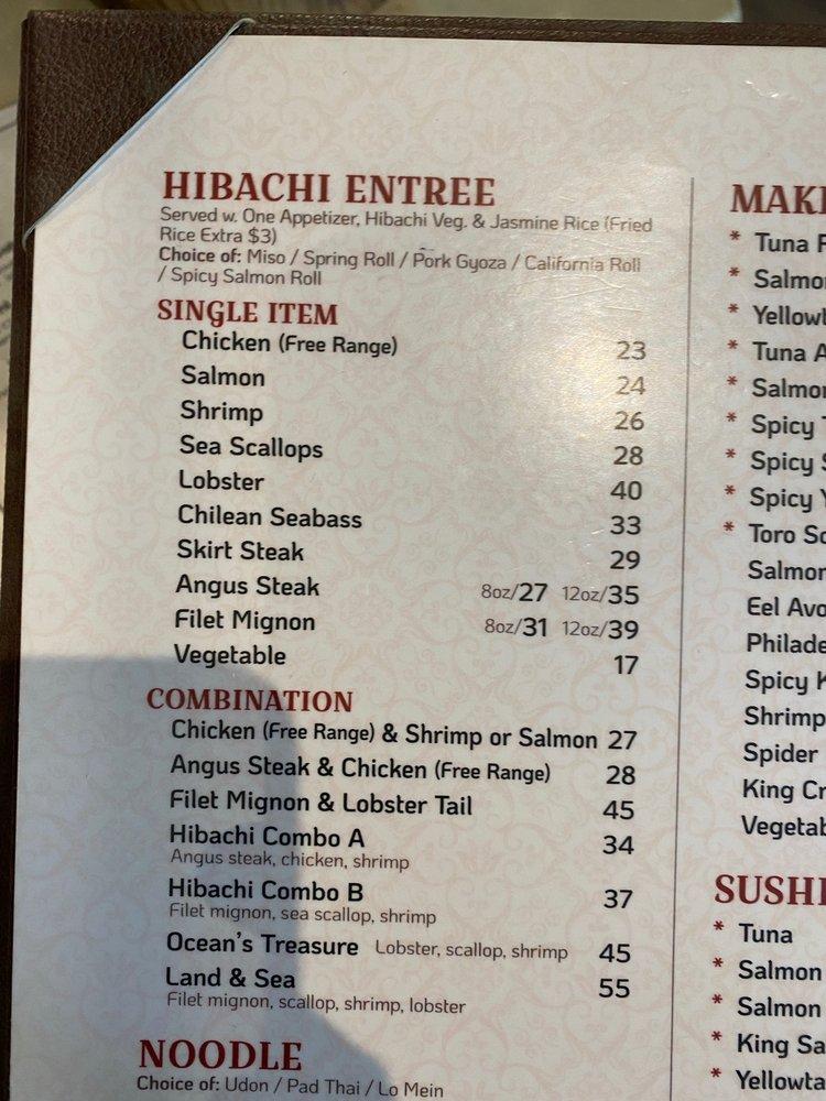 Menu at Mito Hibachi restaurant, Yonkers