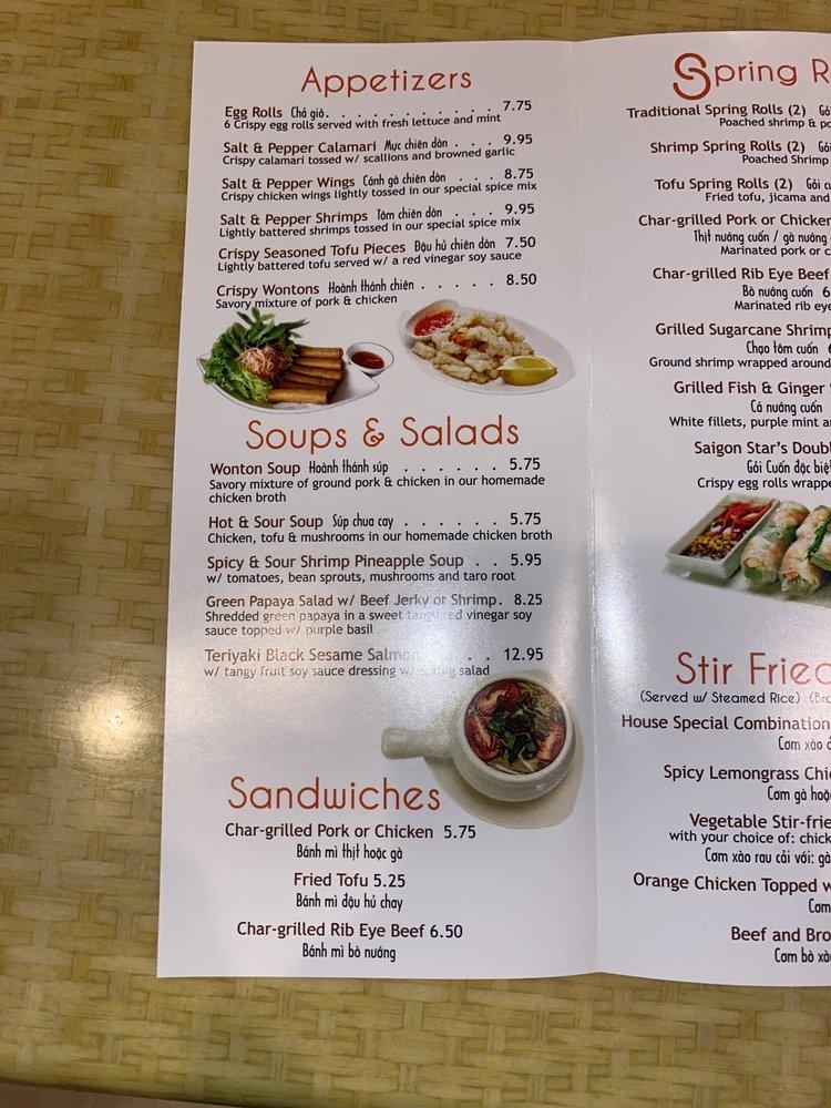 Menu at Saigon Star Restaurant, San Diego, Friars Rd suite e