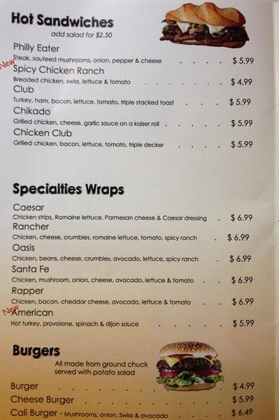 Menu at Oasis Market & Cafe, Cocoa