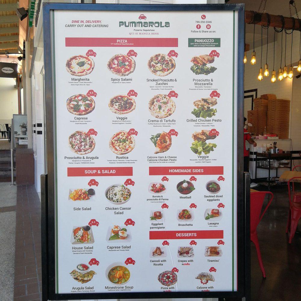 Carta de pizzería Pummarola at The Falls "Pizza Napoletana", Miami