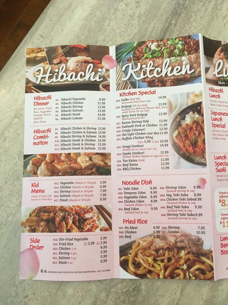 Menu at Sen Sushi and Hibachi Grill restaurant, Arlington
