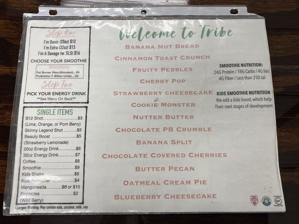Menu at Tribe Nutrition pub & bar, Phoenix