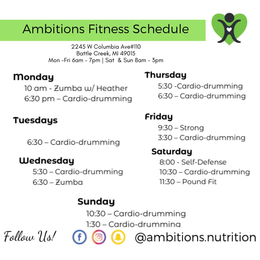 Menu at Ambitions Nutrition pub & bar, Battle Creek