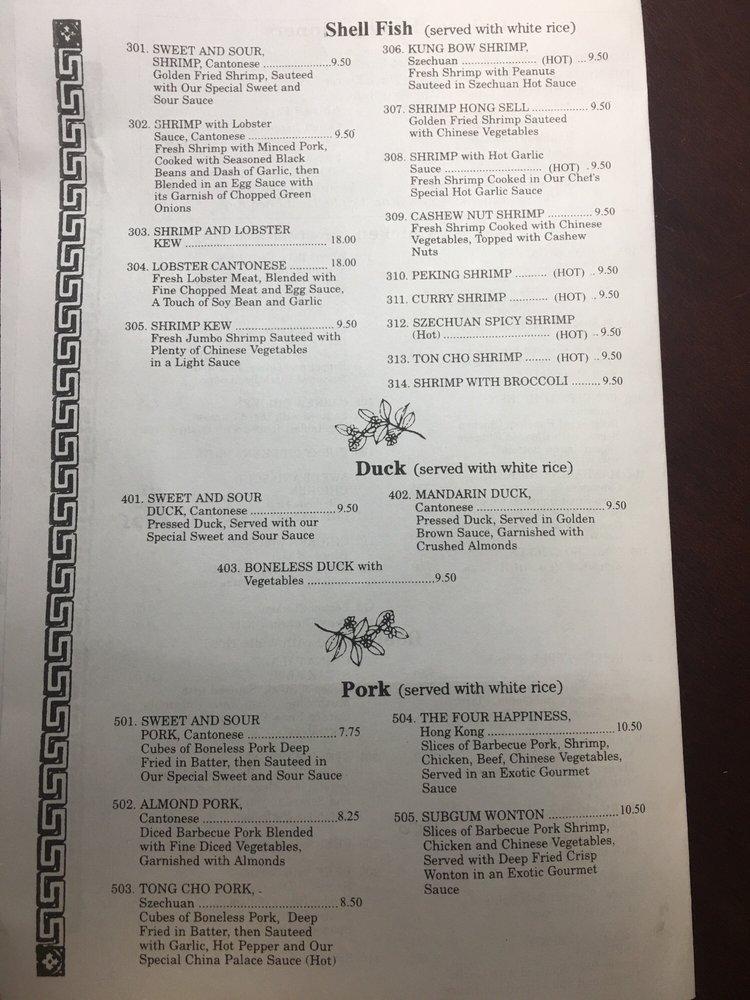 Menu at China Palace Restaurant, McComb