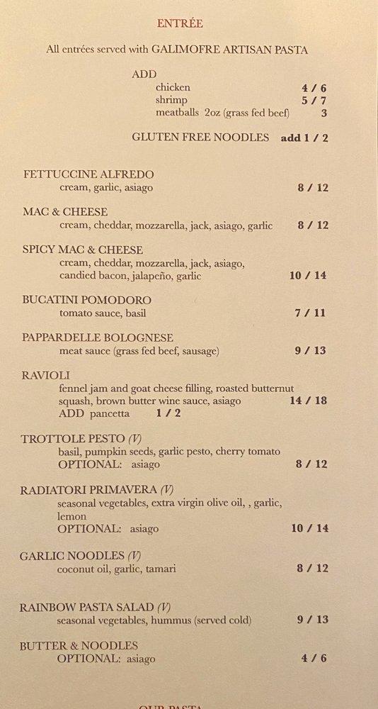 Menu at Italianesque restaurant, Nampa