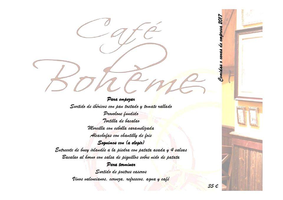 Menu at Café Bohème, Valencia, Carrer del Literat Azorín