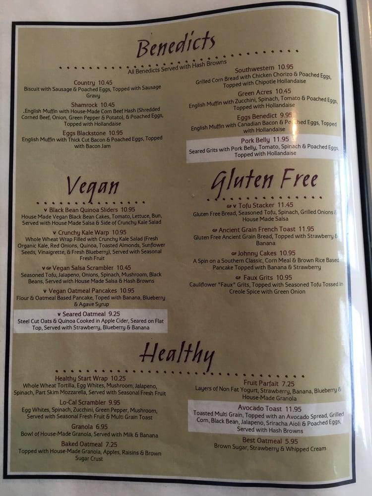 Menu at Southern Belle's restaurant, Barrington