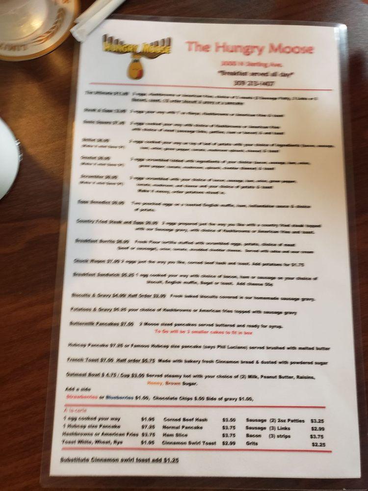 Menu at The Hungry Moose & Drunken Moose Lounge restaurant, Peoria, N ...