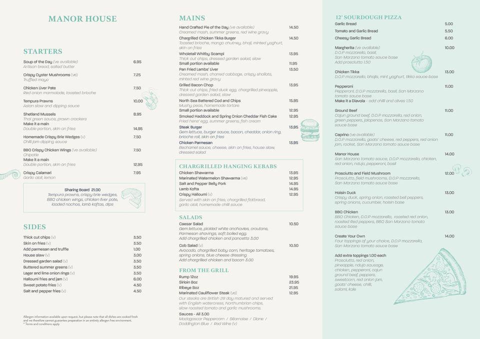 Menu at The Manor House Pub & Kitchen, Maltby