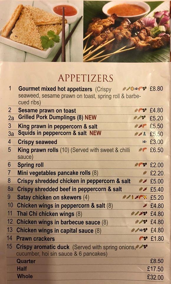 Menu at The Peking Palace fast food, Swanscombe