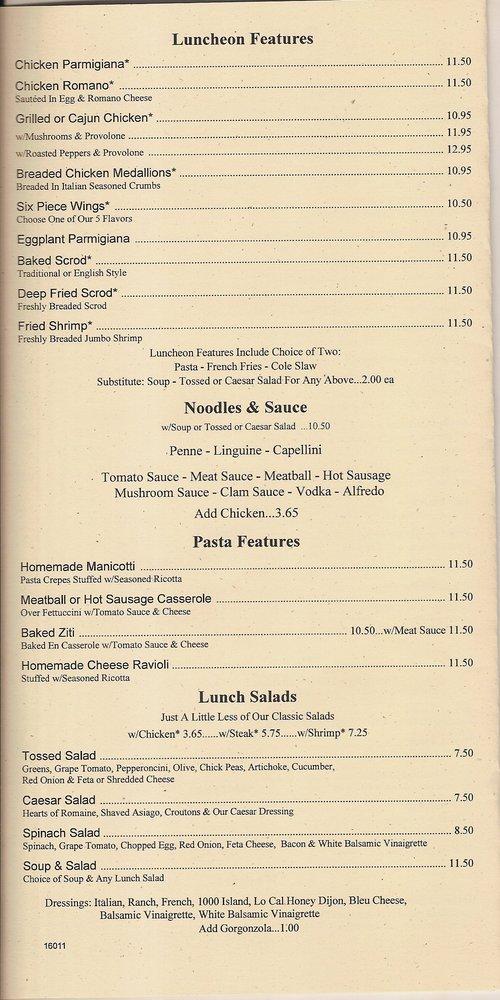 Menu at Armstrong's Express restaurant, Bridgeville