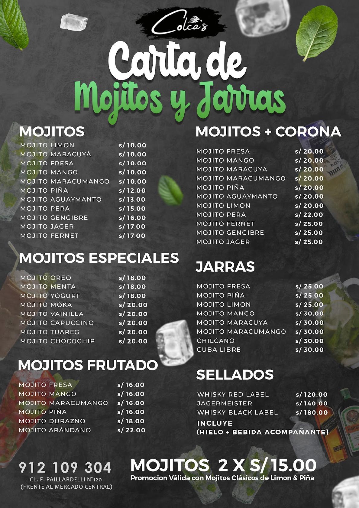 Menu at Colcas Restobar Tacna, Tacna
