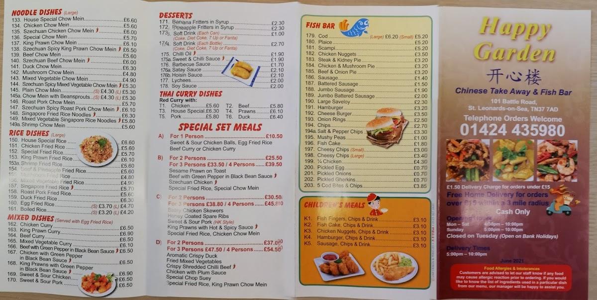 Menu at Happy Garden fast food, Saint Leonards