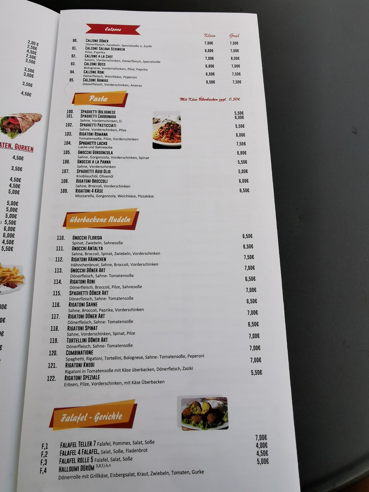 Speisekarte von Pizzeria Roni, Meiningen, Gartenstraße 15