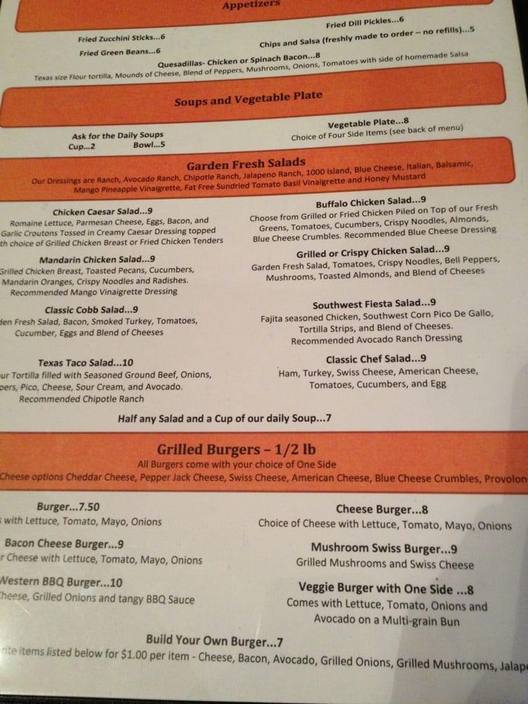 Menu at Sidewalk Cafe, Denton