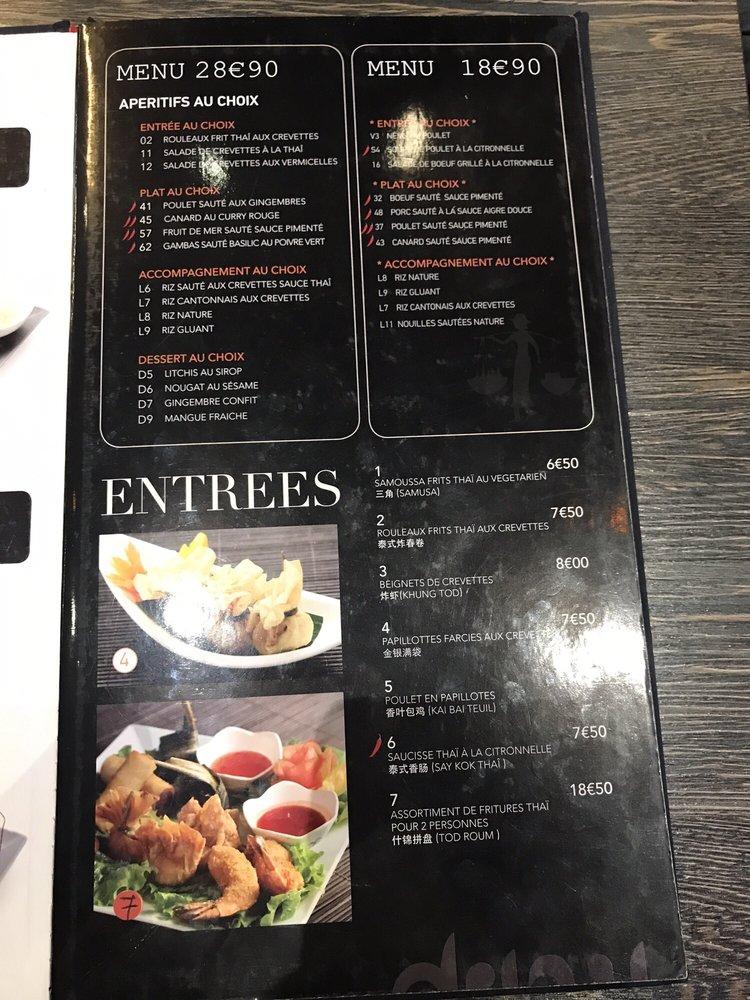 Menu au Thai Basilic restaurant, Tremblay-en-France, 20 rue des Buissons