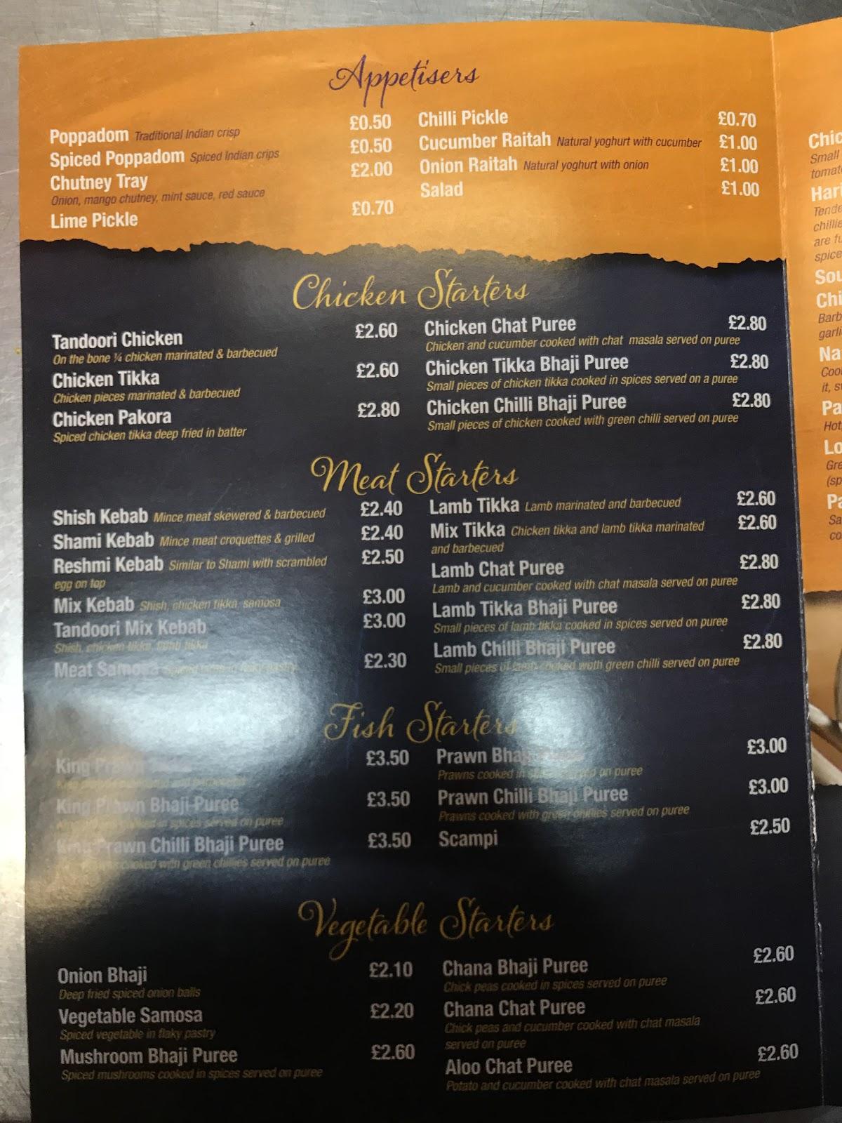 Menu at Ali Raj Indian Takeaway fast food, Blackburn