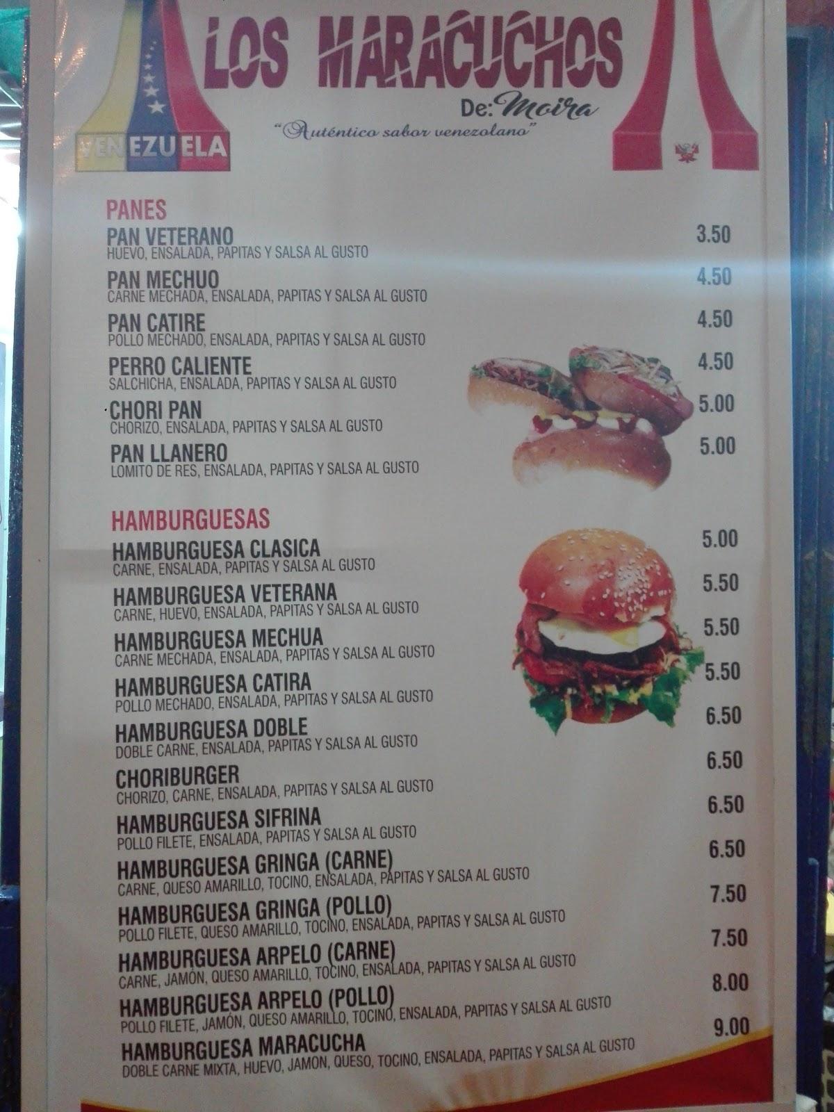 Carta del restaurante Los Maracuchos, Chimbote, Av. Pardo 256-434