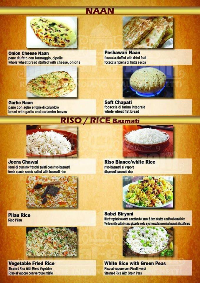 Menu at Mughal-e-Azam restaurant, Naples