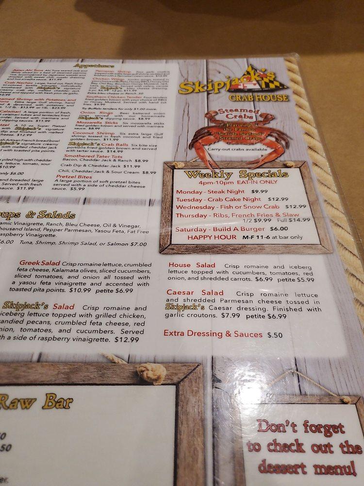 Menu at Skipjacks Crab House pub & bar, Overlea