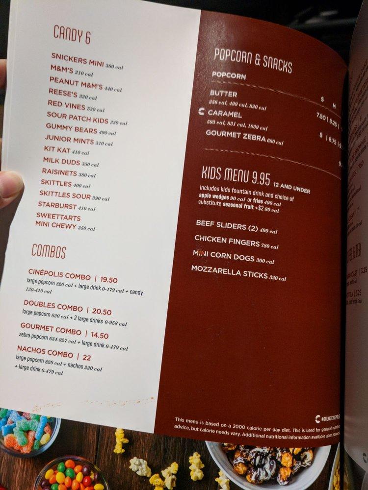 Menu at Cinépolis Luxury Cinemas pub & bar, Gaithersburg