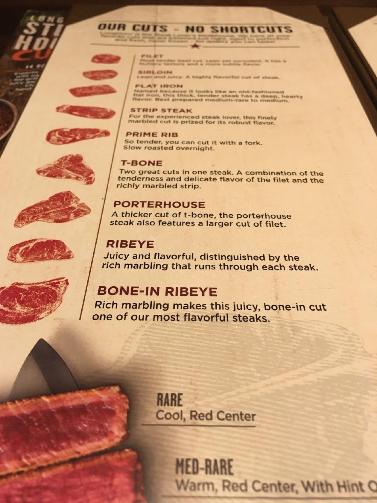 Menu at LongHorn Steakhouse, Bailey's Crossroads