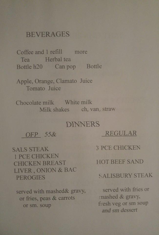 Menu at Seven Sisters Motel & Restaurant, Seven Sisters Falls