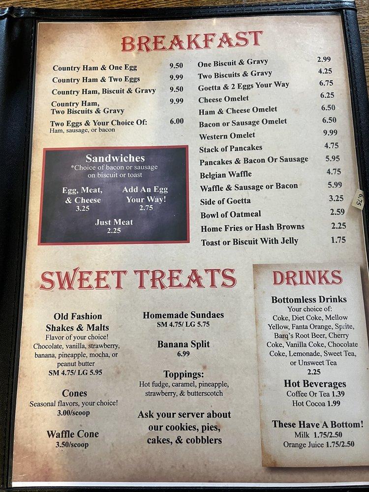 Menu at Augusta General Store Restaurant & Gift Shop, Augusta