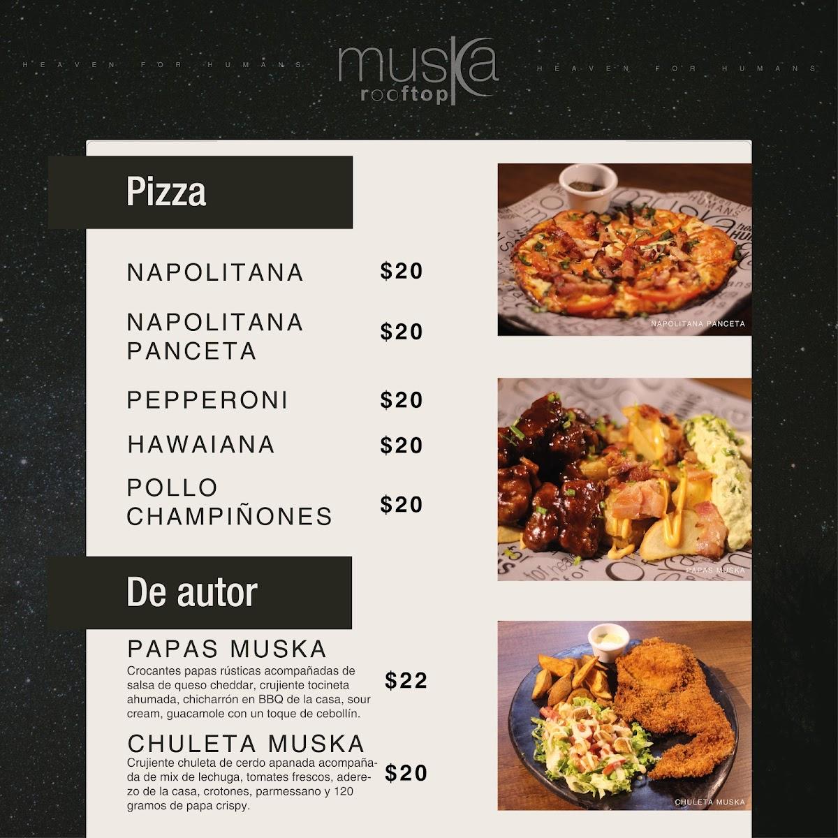 Menu at Muska Rooftop pub & bar, Bello