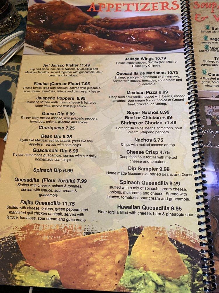 Menu at Ay Jalisco Clermont restaurant, Clermont