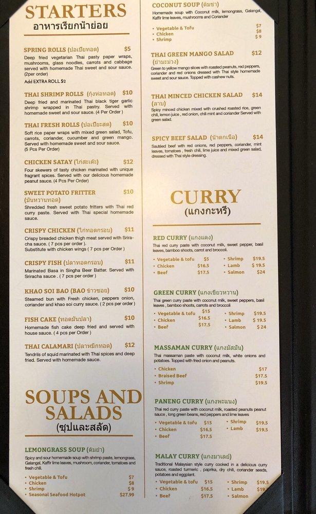 Menu at Chiang Rai Thai Kitchen and Bar, Markham