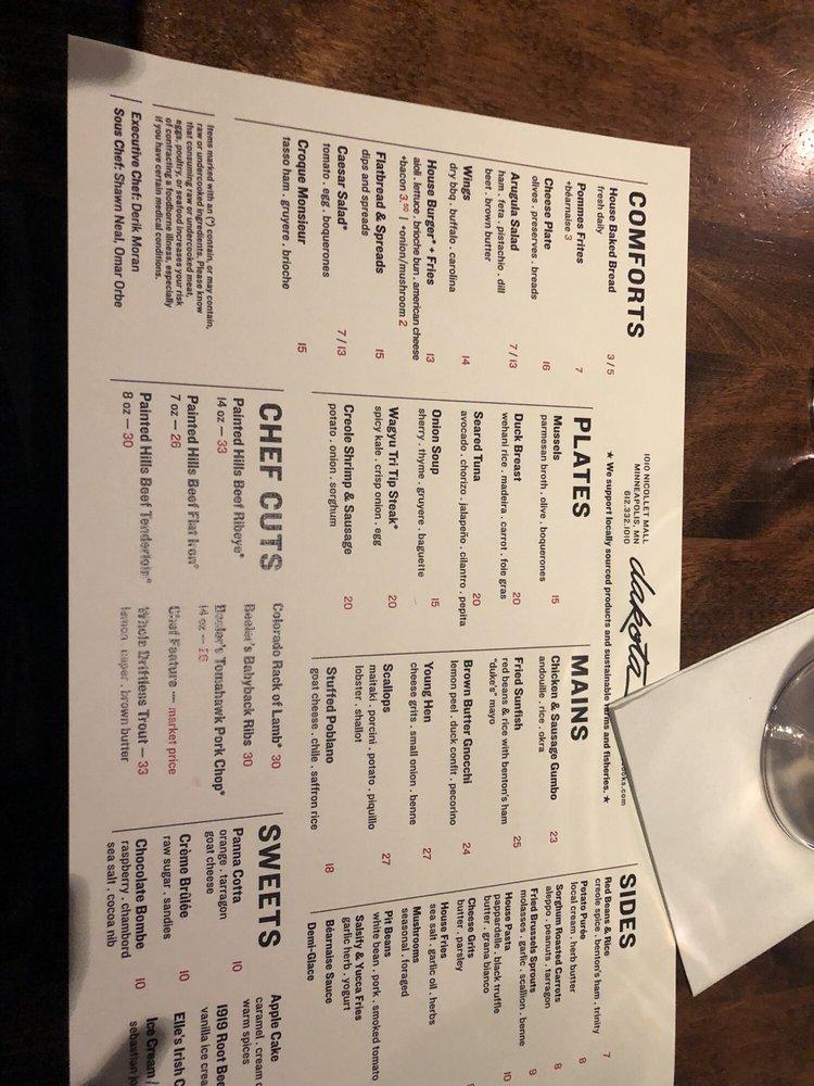 Menu at Dakota pub & bar, Minneapolis, Nicollet Mall