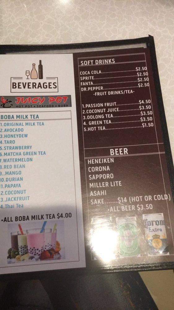 Menu at JuicyPot restaurant, Orlando