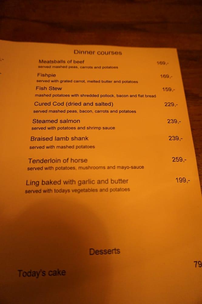 Menu at Pingvinen pub & bar, Bergen