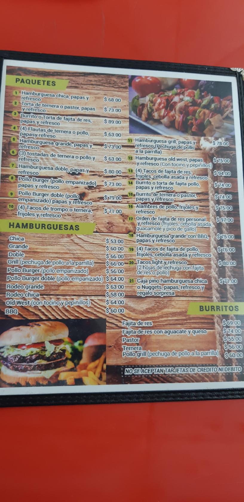 Carta del restaurante Pino Burger (por Ulloa), Nuevo Laredo, C ...