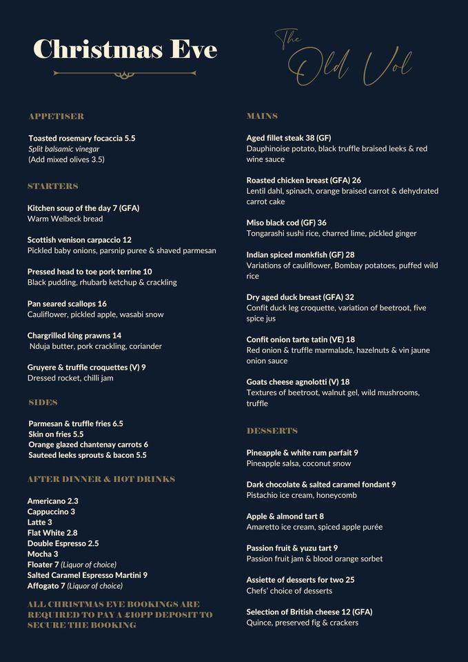 Menu at The Old Vol pub & bar, Lowdham