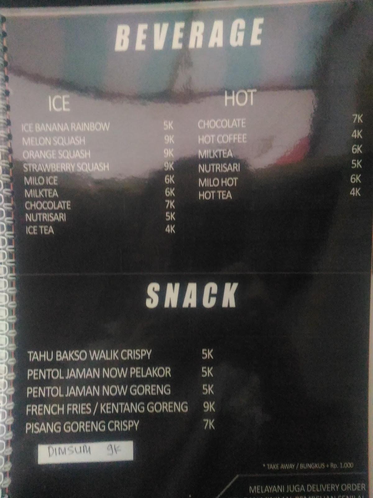 Menu at Angkringan Karang Rejeki restaurant, Rembang