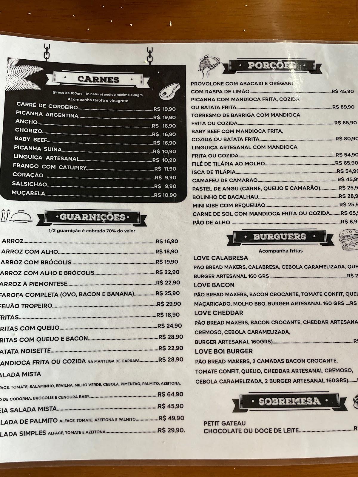 Carta del restaurante Boi Lourdes, Belo Horizonte, R. Curitiba