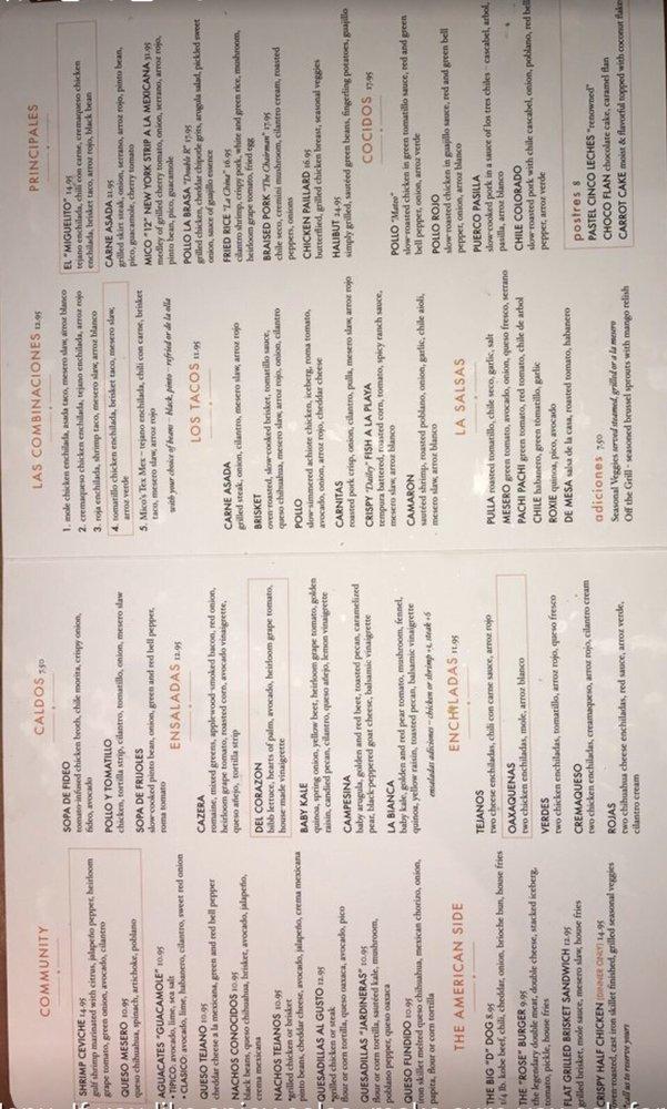 Menu at Mesero - Prestonwood pub & bar, Dallas, Belt Line Rd