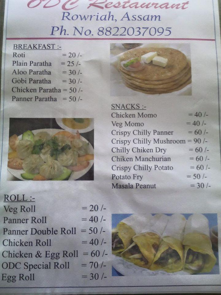Menu at ODC Restaurant, Jorhat