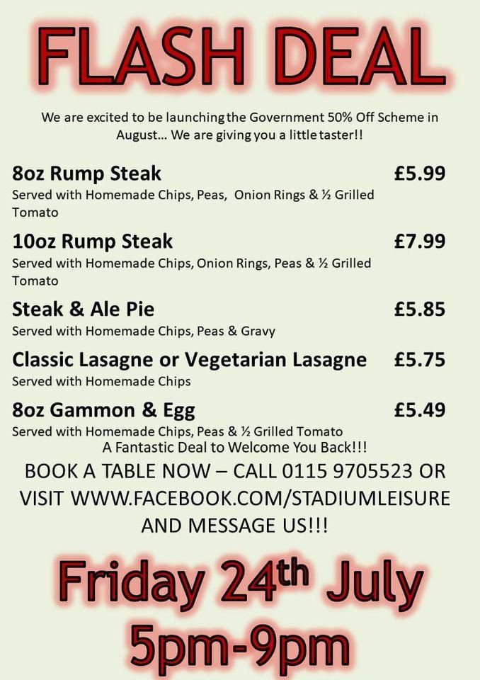 Menu at Stadium Leisure & Premier Steak House pub & bar, Nottingham ...