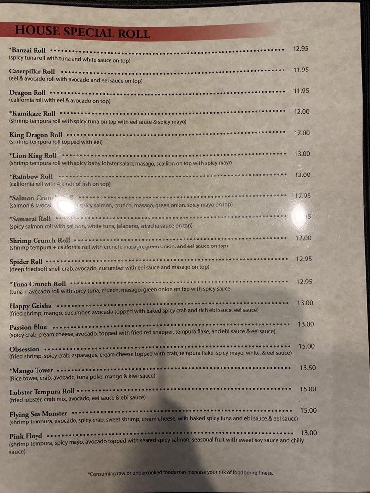 Menu at Sushiya Japanese Restaurant, Auburn