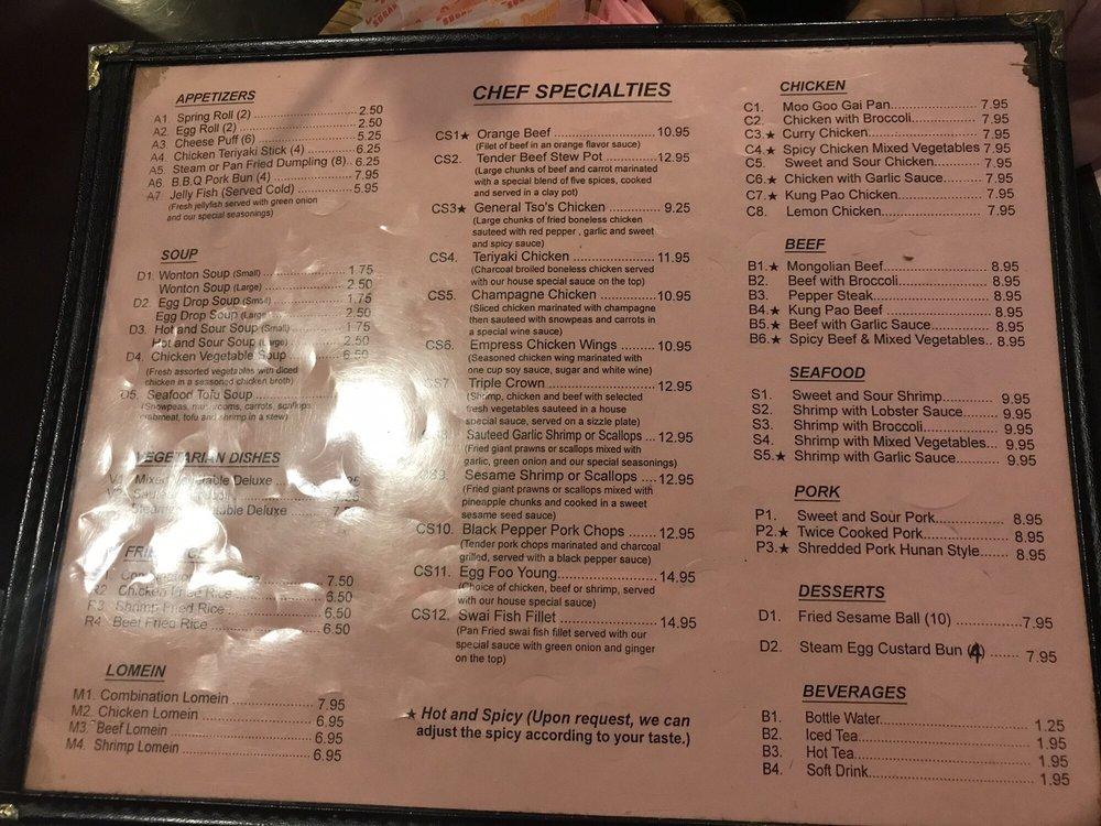 Menu at Taste of Nations Restaurant, Clute