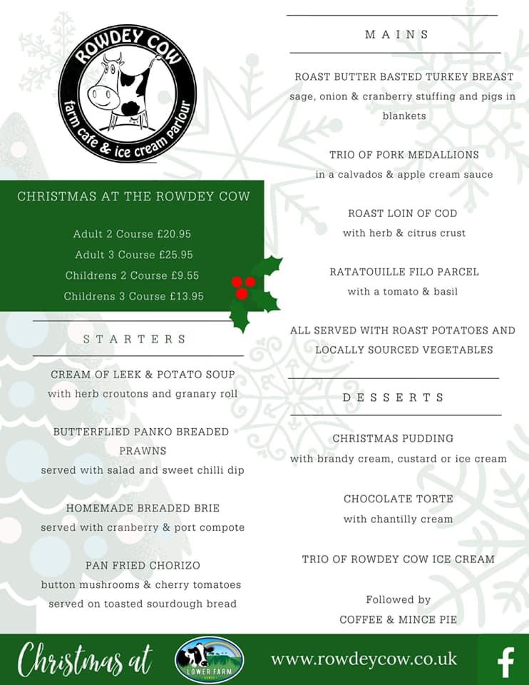 Menu at The Rowdey Cow cafe, Rowde